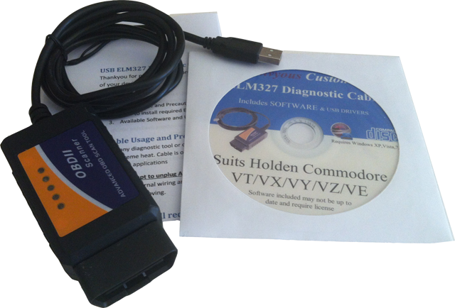 ELM327 Diagnostic Cables (OBD2) - Engine Diagnostics - VT,VX,VY,VZ,VE ...